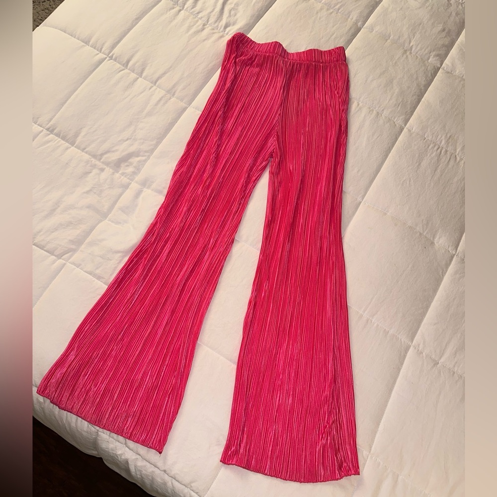 Rue21 Neon Hot Pink Wide Leg Retro 70s Style Pleated … - Gem